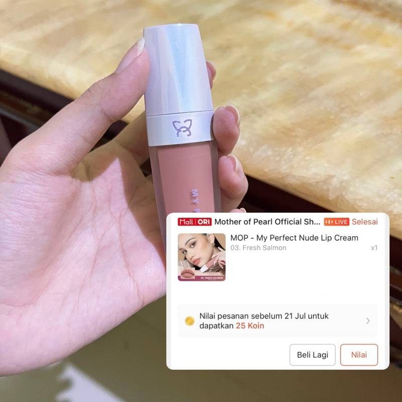 Jual preloved mother of pearl mop my perfect nude lip cream shade 03 fresh salmon | Shopee Indonesia
