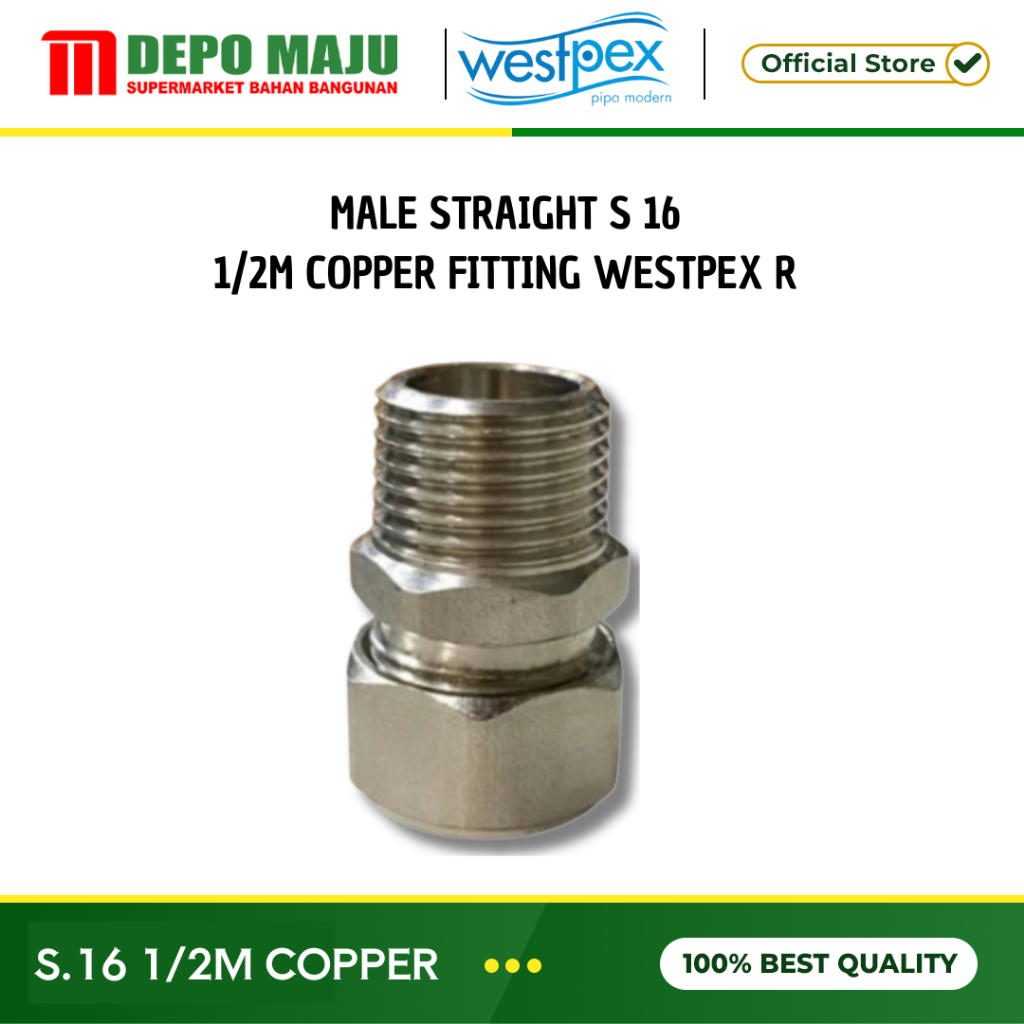 Jual Westpex Pipa Modem Male Straight S.16 1/2M Copper Fitting- Macam ...