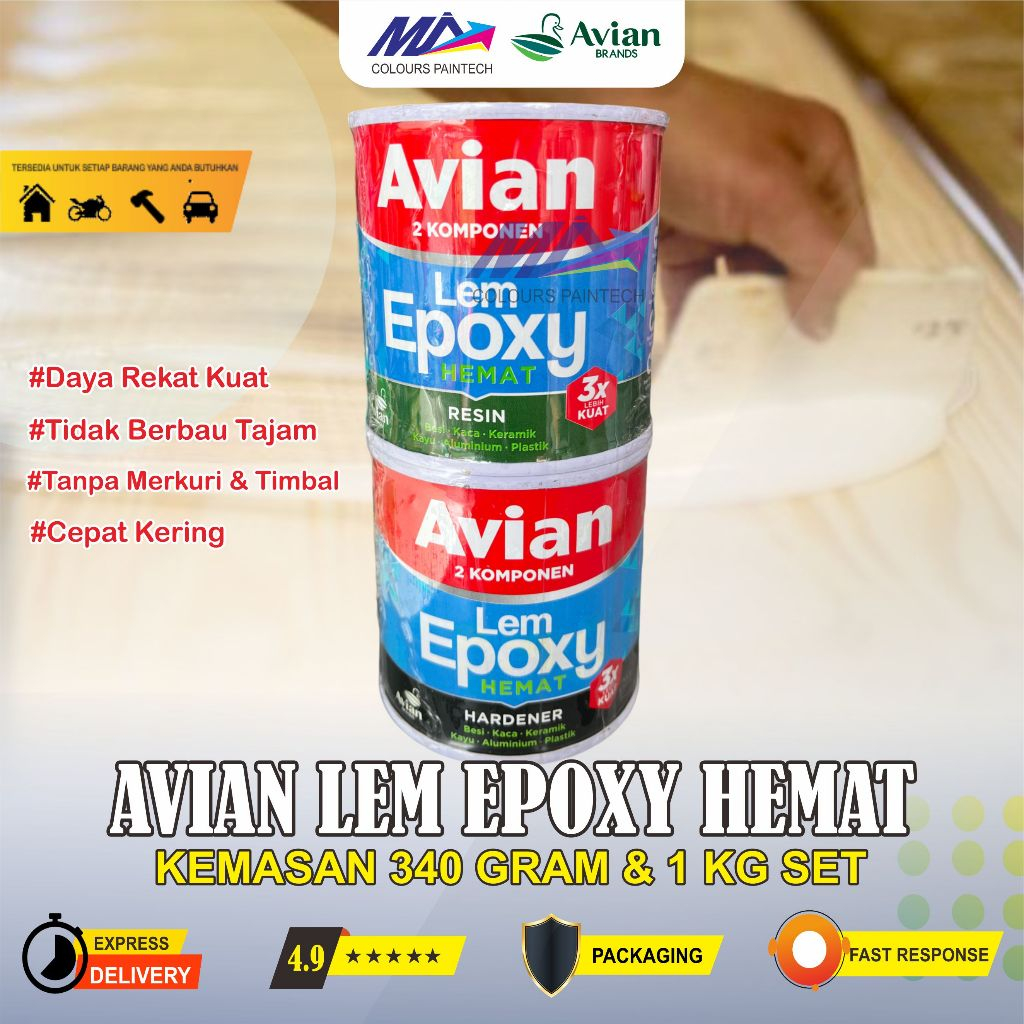 Jual LEM EPOXY AVIAN 340GRAM & 1 KG SET HEMAT HARDENER RESIN EPOXY LEM ...