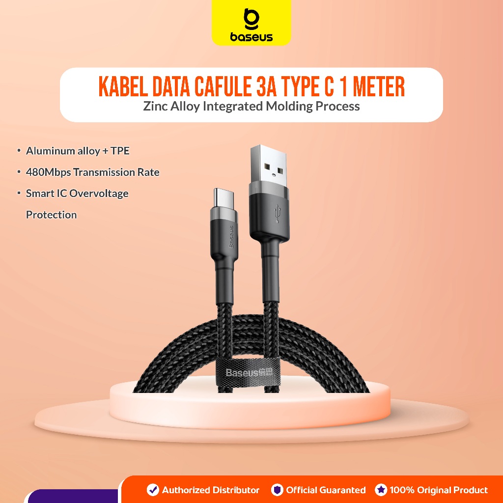 Jual BASEUS ORIGINAL Kabel Data Cafule Type C USB 100CM Fast Charging ...