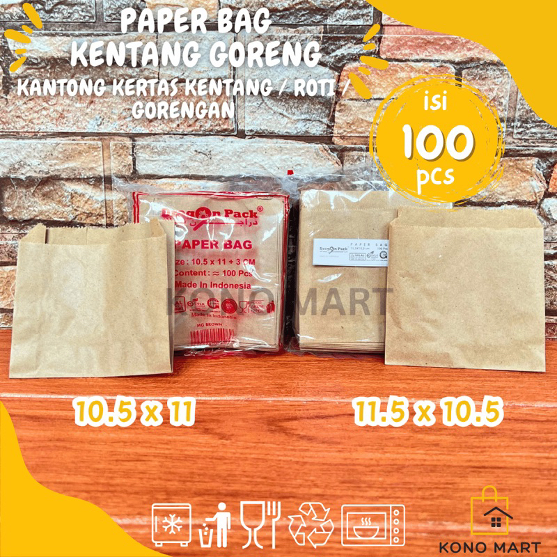 Jual Paper Bag Kentang Goreng Fried Fries / Kertas Brown Kraft Kentang ...
