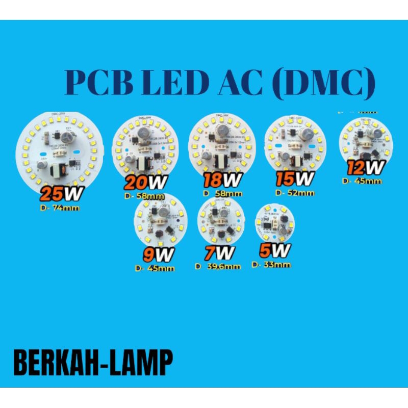 Jual PCB LED AC DMC ALL WAT (5W 7W 9W 12W 15W 18W) | Shopee Indonesia