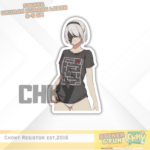 Jual Stiker Sticker Vinyl Laminasi Glosy YORHA 2B NIER AUTOMATA Vol 15 ...