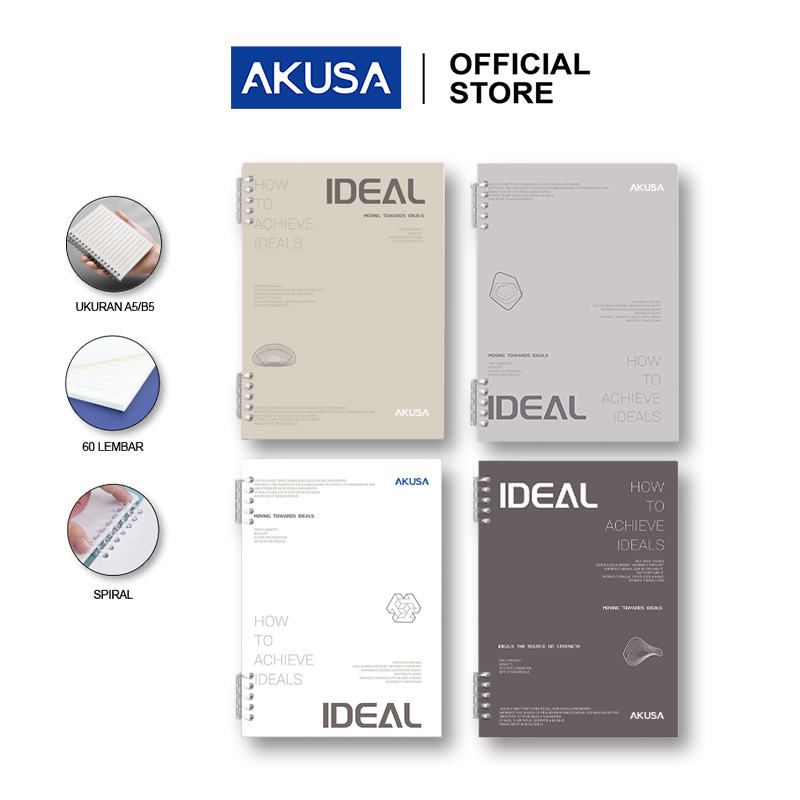 Jual AKUSA Spiral Book A5 60 Lembar Buku Binder Note Book Jurnal Catatan Pelajar Kantor Spiral ...