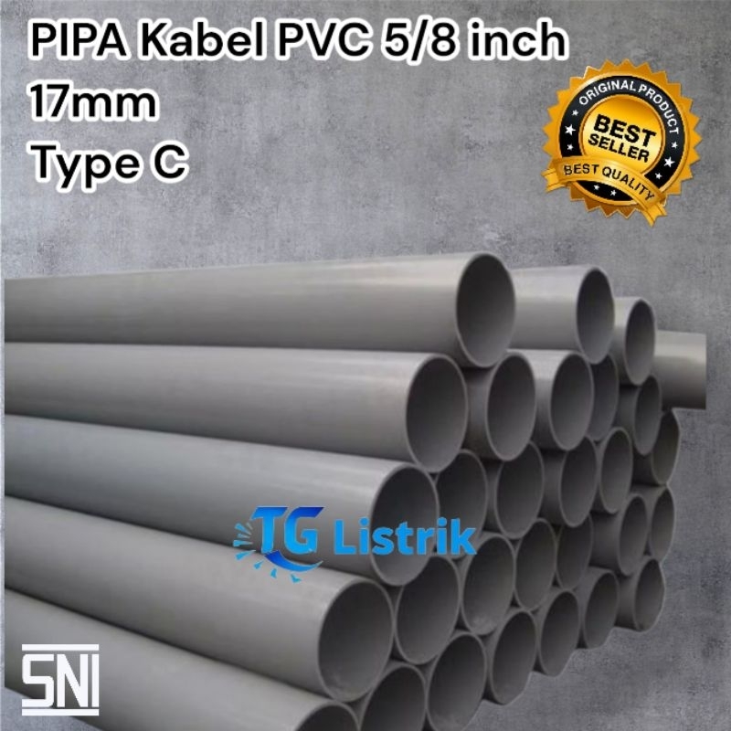 Jual Pipa PVC Listrik Paralon PVC Kabel Listrik 5/8 inch 17mm abu abu ...