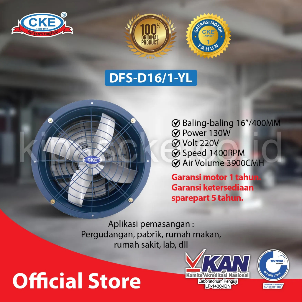 Jual CKE Drum Fan Standart DFS-D16/1-YL 16 Inch 220 Volt Kipas Blower Tabung Untuk Pabrik ...