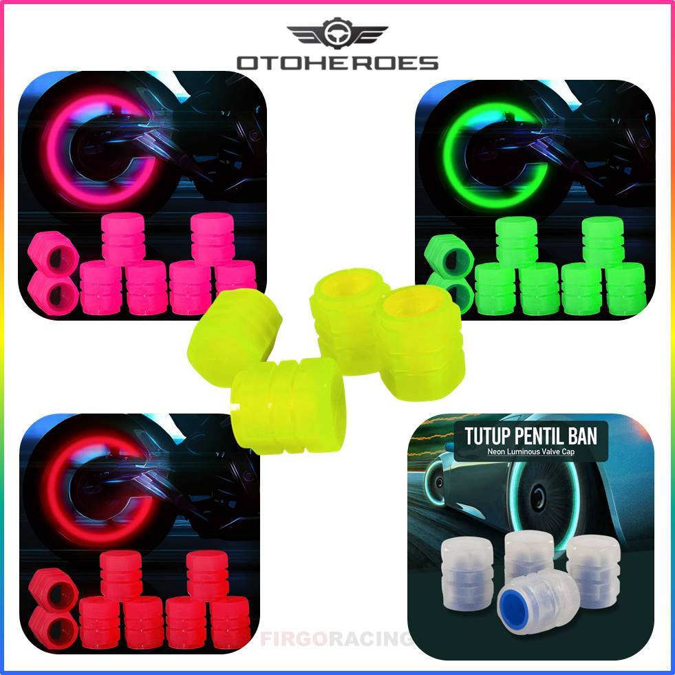 Jual OTOHEROES Tutup Pentil Ban Neon 4 PCS – Valve Cap Glow in the Dark ...