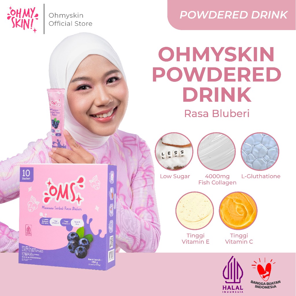 Jual Oh My Skin! Powdered Drink Blueberry with 4000mg Tripeptide Fish ...