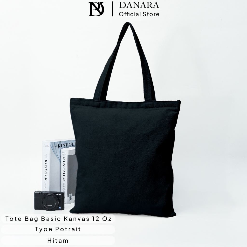 Jual DANARA Tote Bag Basic Kanvas 12 Oz Polos Type Potrait - Hitam ...