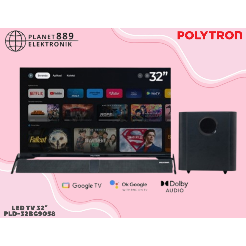 Jual Polytron LED TV PLD-32BG9058 Soundbar + Active Subwoofer Smart Google TV LED 32 Inch ...