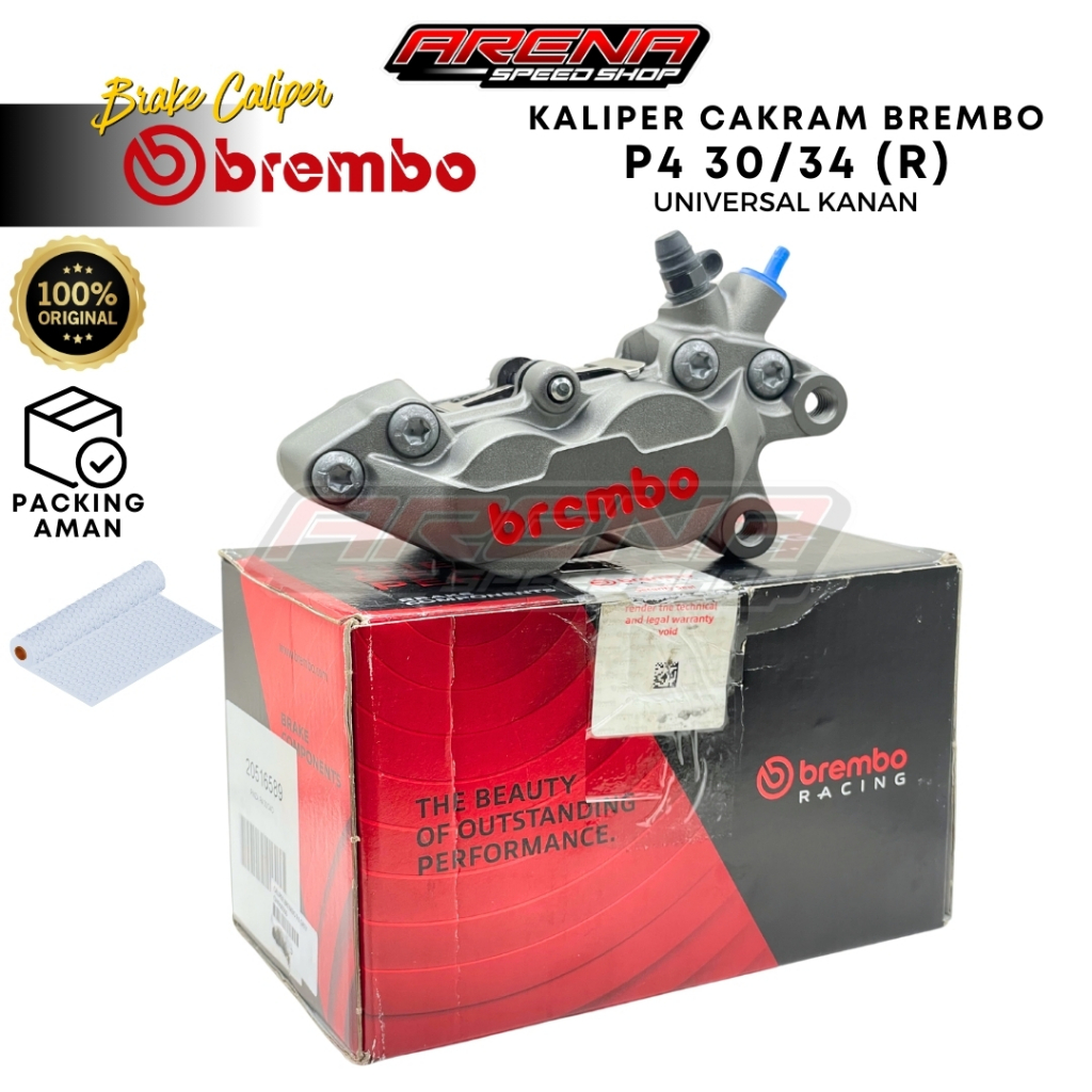 Jual BREMBO Axial Brake Caliper P4 30/34 Grey Red Logo RHS Kaliper 4P Kanan Axial 4 Piston ...