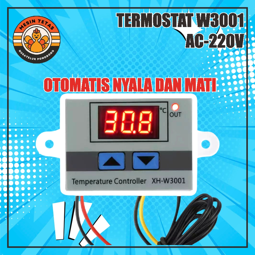 Jual W3001 220V AC / 12V DC Digital LED Temperature Controller 10A Thermostat Control untuk ...