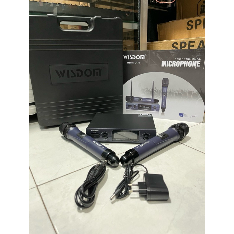 Jual Mic Wireless Wisdom U135 U 135 UHF 2 Mic Genggam Handheld Free ...