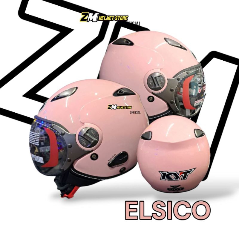 Jual Helm Retro Classic KYT ELSICO Solid Light peach | Half Face Retro ...