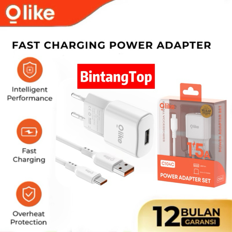 Jual OLIKE C104 / charger set OLIKE C104C TYPE C 1.5A with kabel TYPE C ...