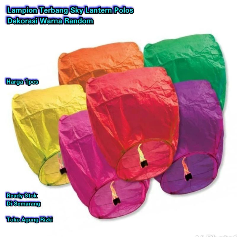 Jual Lampion Terbang Sky Lantern Lampion Polos Dekorasi Warna Random ...