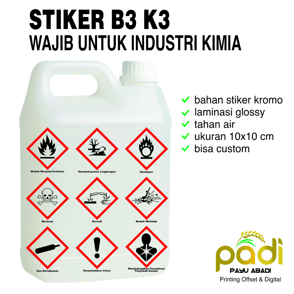 Jual Stiker Simbol B3 K3 LAMINASI GLOSSY Uk.10x10 Harga Per pcs - MODEL ...