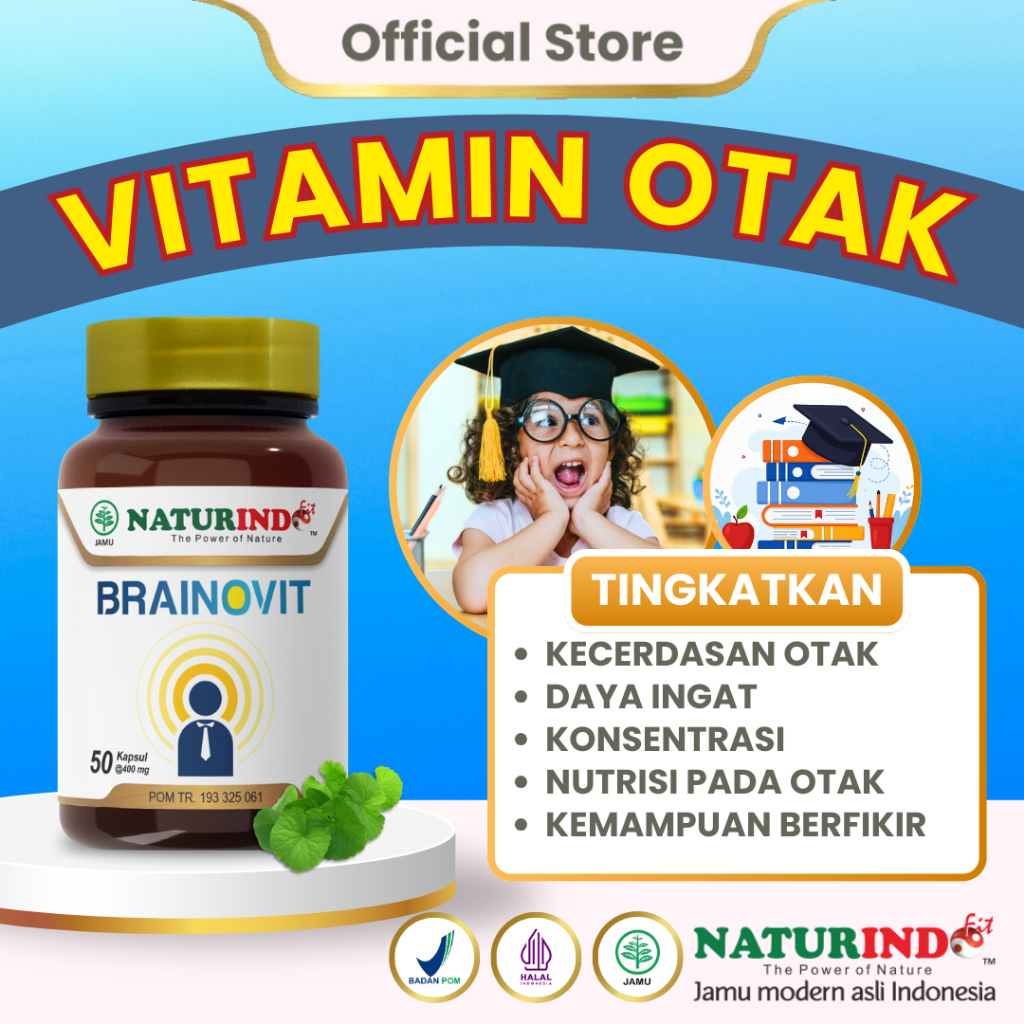 Jual BRAINOVIT NATURINDO Suplemen Vitamin Otak Anak dan Dewasa Penambah ...