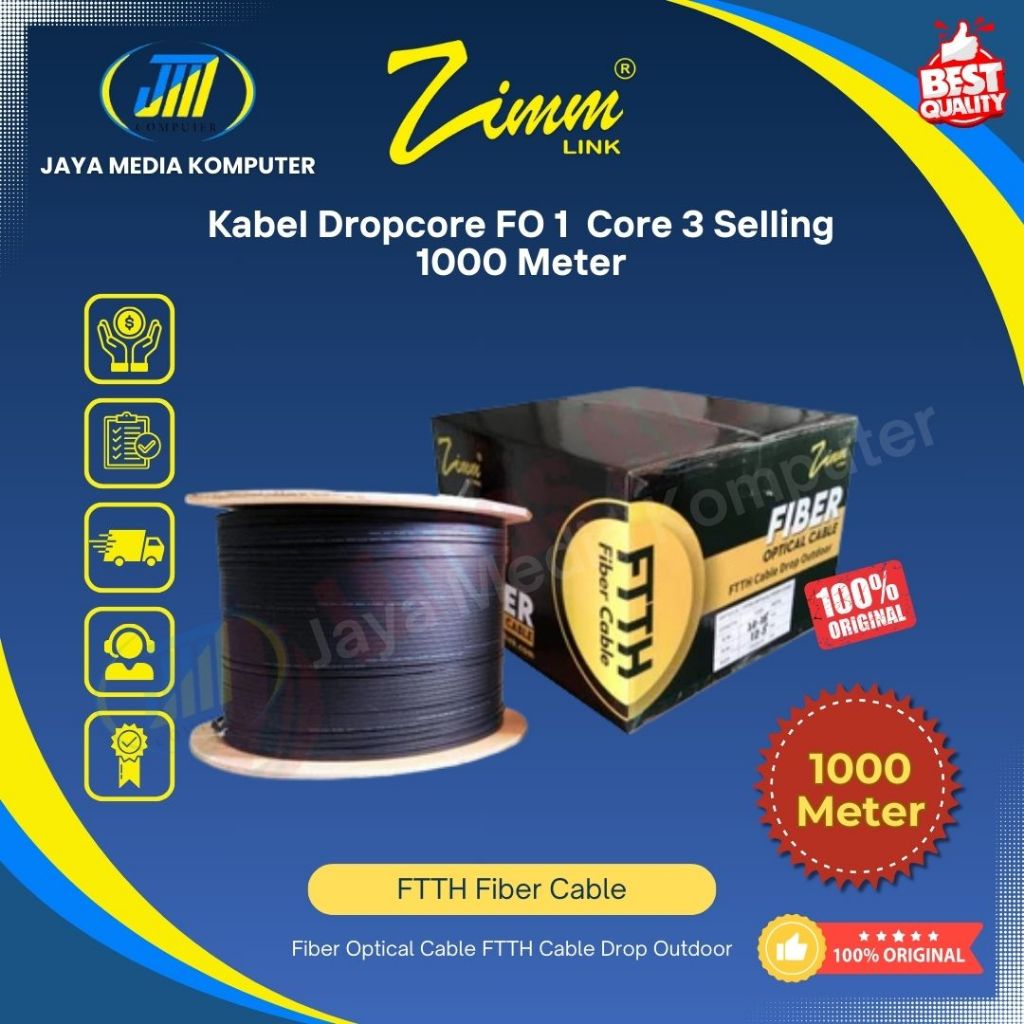 Jual Zimmlink Dropcore Cable Fiber Optical FFTH ROUND 1 Core 3 Seling ...