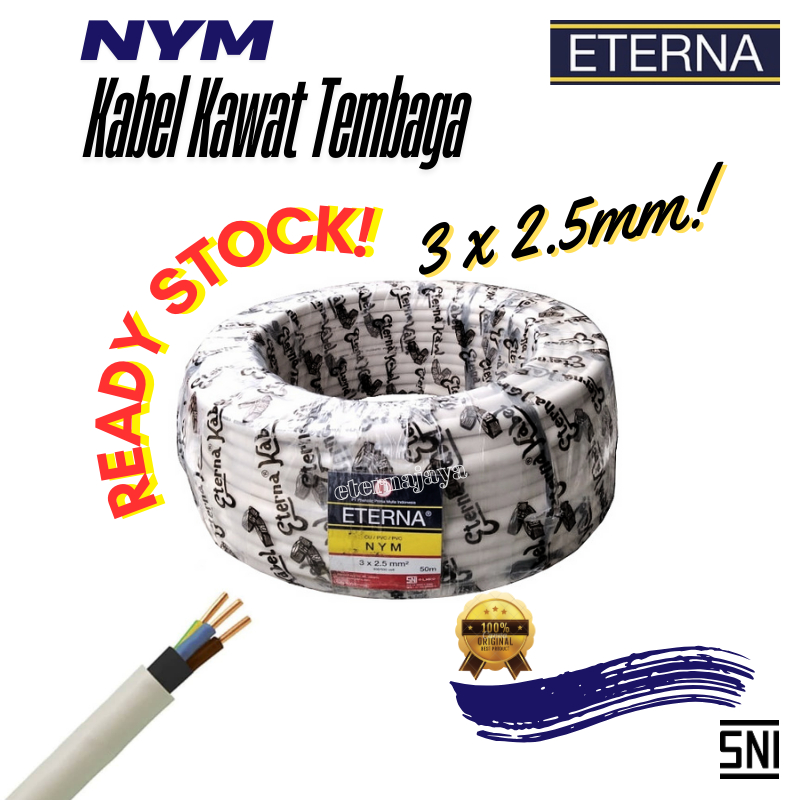 Jual Kabel ETERNA NYM 3x2,5 mm Putih Kawat Tembaga 50 Meter | Shopee Indonesia