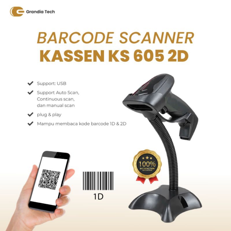 Jual Kassen KS605 Barcode Scanner E-Faktur KS-605 QR Code USB 1D 2D ...