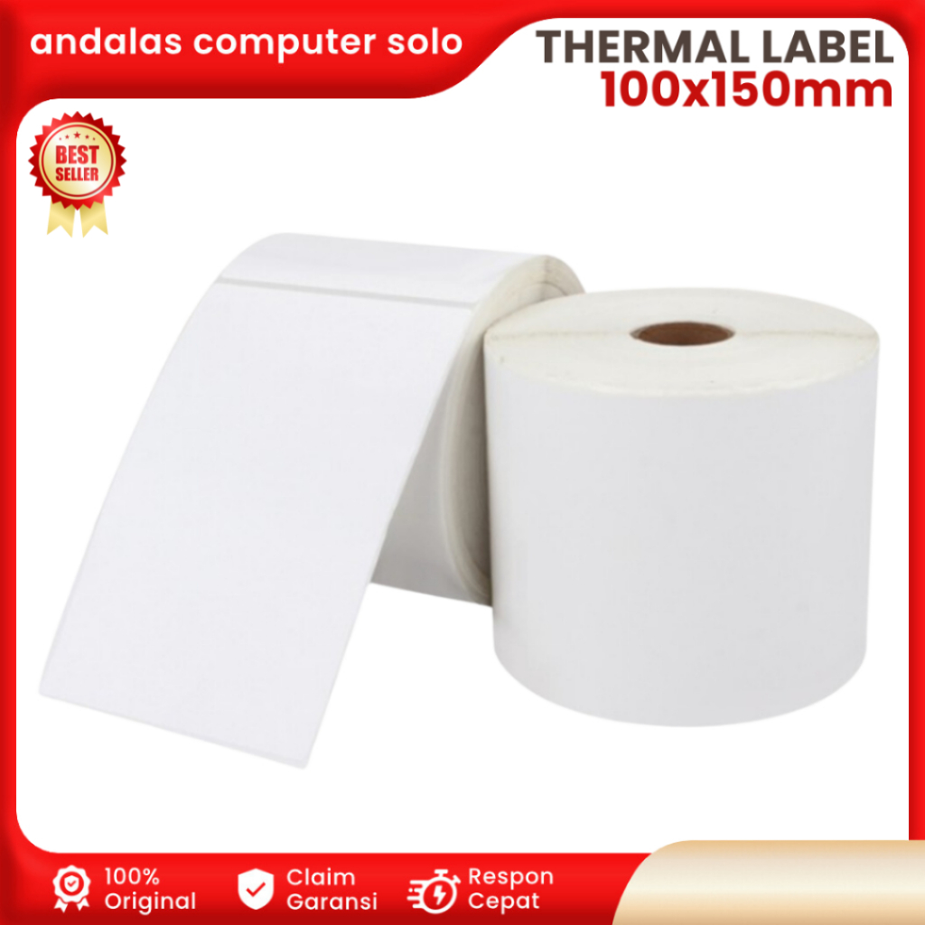 Jual KERTAS THERMAL LABEL PRINTER RESI STIKER BARCODE SIZE 100x150mm DIRECT THERMAL PRINT PAPER ...