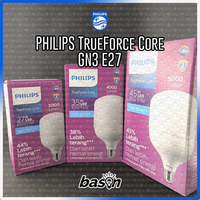Jual PHILIPS TrueForce Core HB GN3 LED Bulb 27W / 35W / 45W E27 6500K Putih - setara 30W / 40W ...