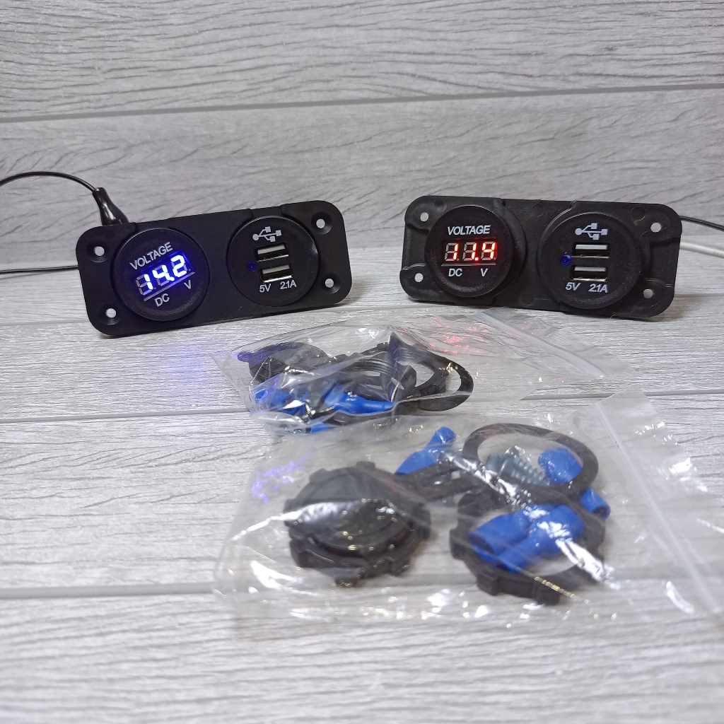 Jual Voltmeter Aki Motor + USB Charging port Igawa Volt Meter ACCU ...
