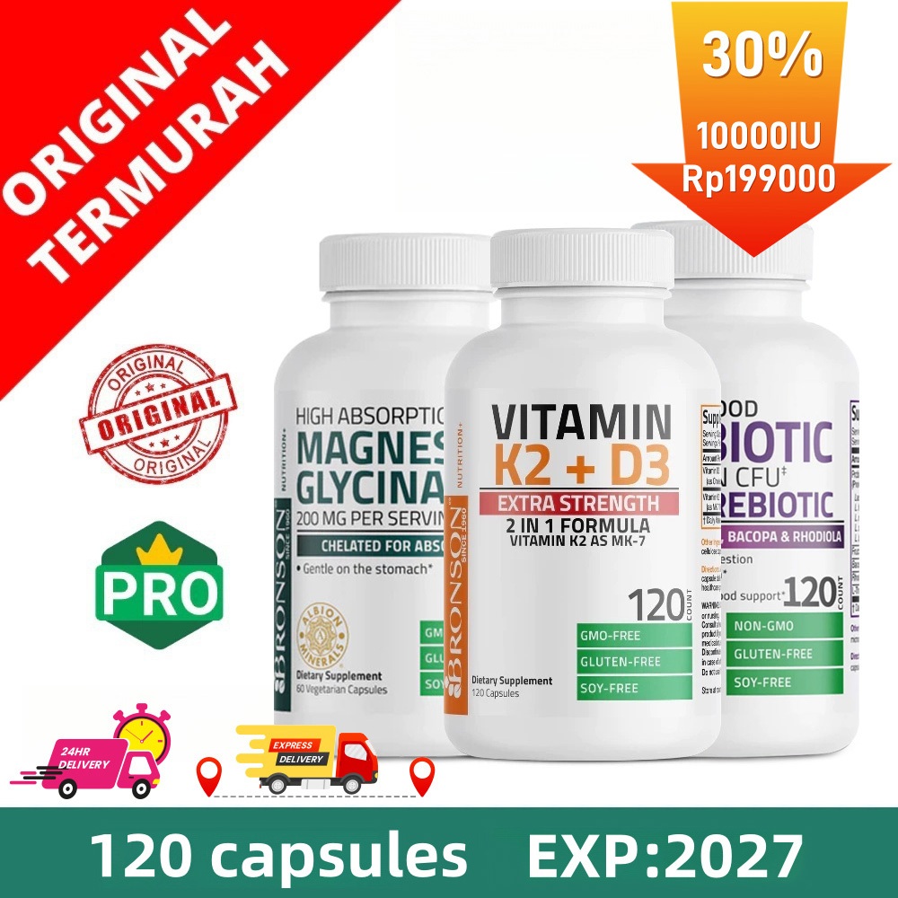 Jual Bronson Vitamin K2 D3 Extra Strength 10000 IU K2 125mcg isi 120 Capsules | Shopee Indonesia