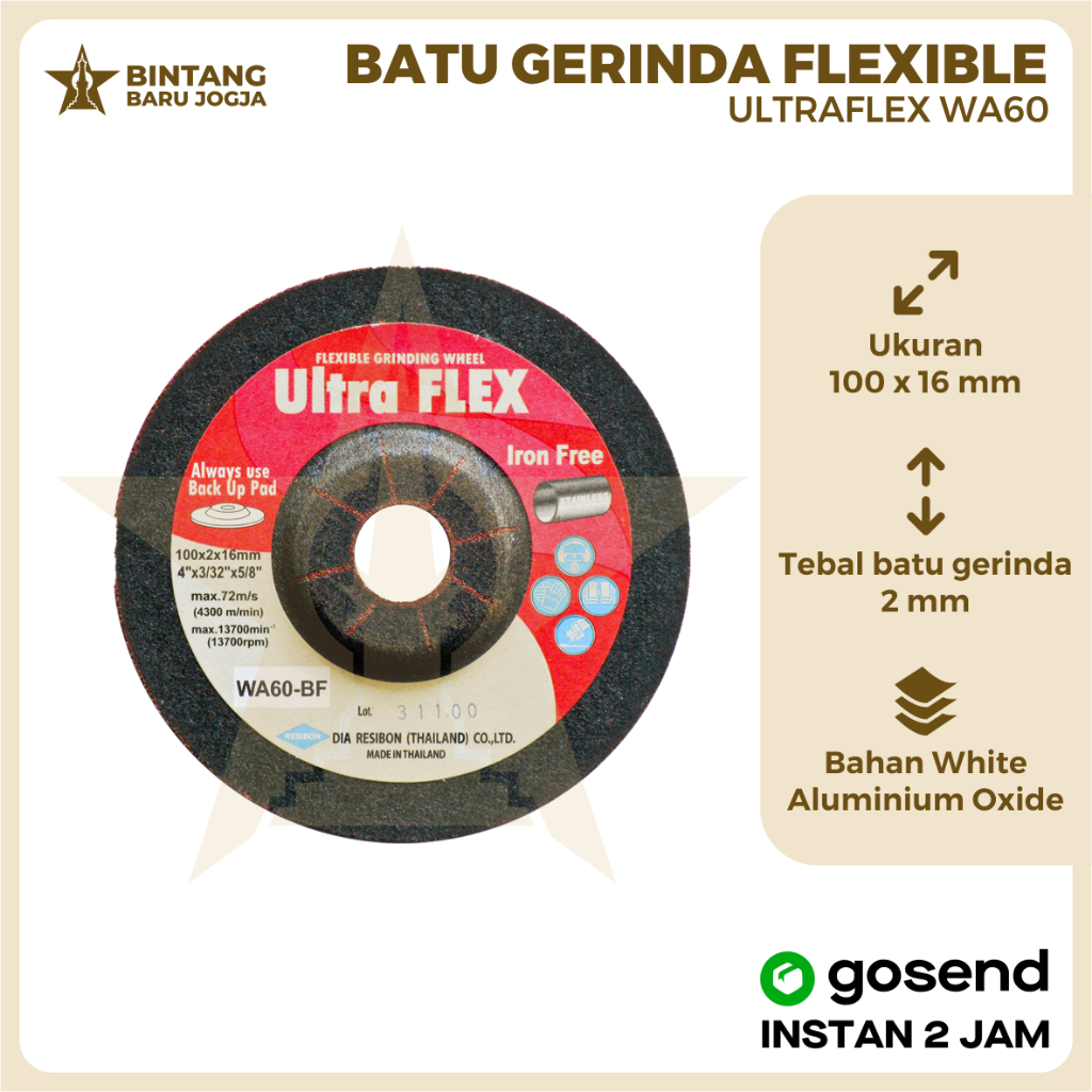 Jual ULTRA FLEX BATU GERINDA POLES WA60-BF FLEXIBLE GRINDING WHEEL WA60 ...