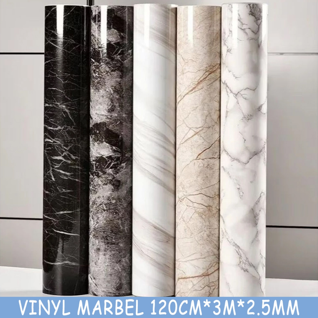 Jual Wallpaper Dinding Motif Vinyl Marble Foam Roll Sticker Kamar ...