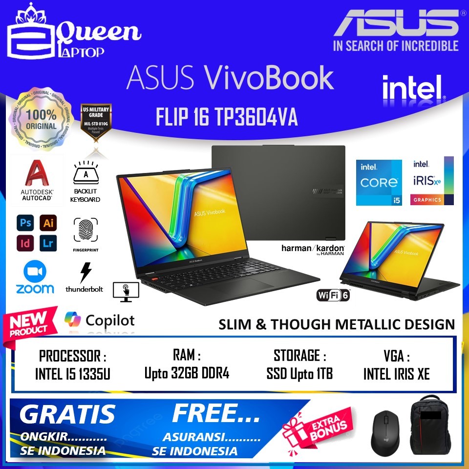 Jual Laptop Asus Vivobook FLIP S 16 TP3604VA INTEL I5 1335U 32GB 1TB ...