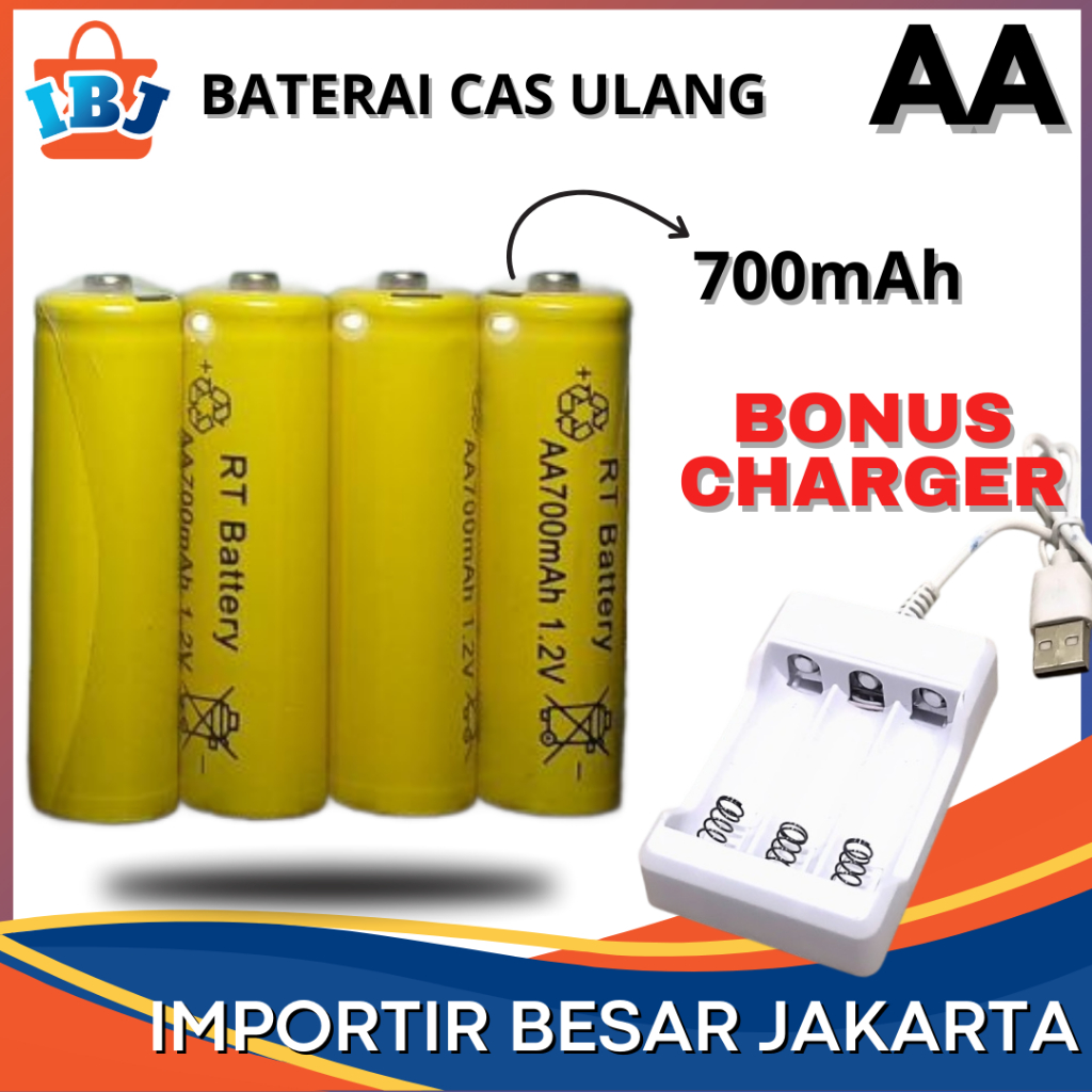 Jual GRATIS CHARGER!! Baterai AA A2 Cas Rechargeable Charger Charge ...