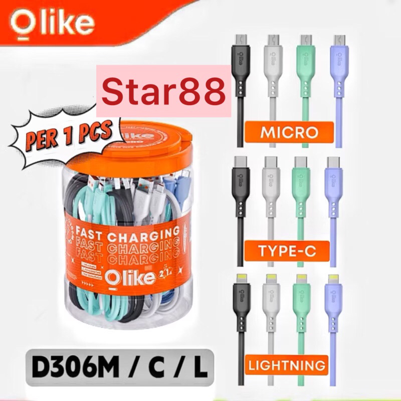 Jual Kabel data OLIKE D306M MICRO / D306C TYPE C 2.4A / D306L LIGT ING ...
