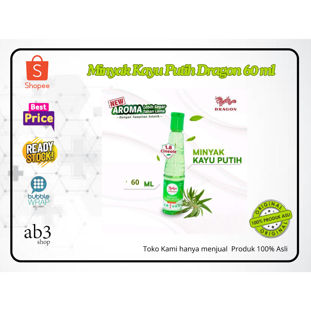 Jual Minyak Kayu Putih Dragon 60 ML - Obat Tradisional - Original - Termurah | Shopee Indonesia