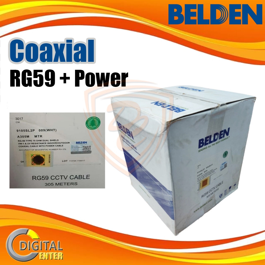 Jual Kabel Belden RG59 Coaxial + Power 305M 9105 SL 2P 009 Putih Khusus ...