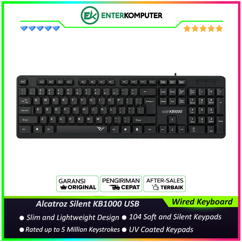 Jual Alcatroz Silent KB1000 USB Keyboard | Shopee Indonesia