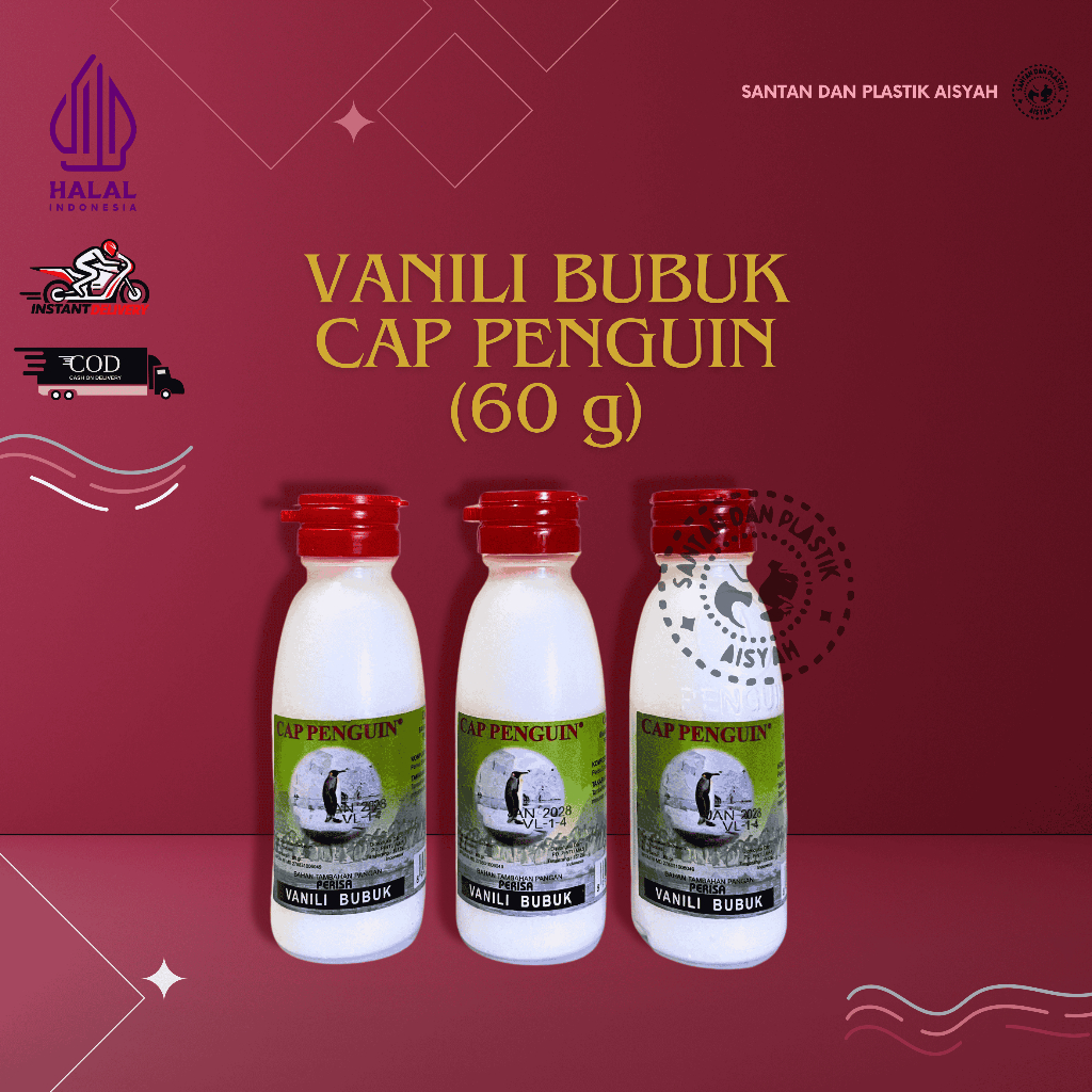 Jual VANILI BUBUK CAP PENGUIN (60 g) | Shopee Indonesia