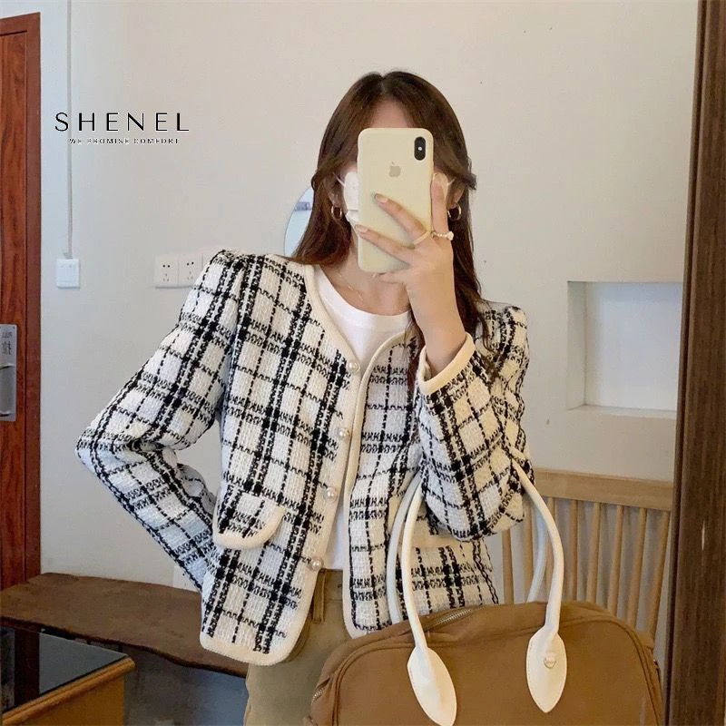 Jual Shenel | Zola Tweed Blazer Top Blazer Tweed Kotak Outer Wear ...