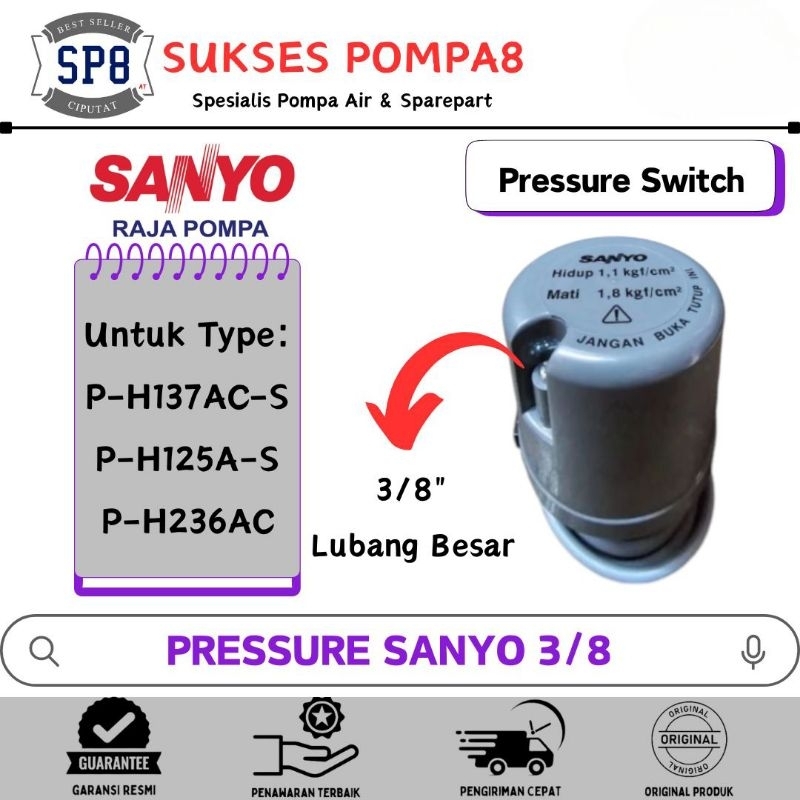 Jual Otomatis Pressure Switch SANYO ORI Type P-H137AC-S / P-H125A-S | Shopee Indonesia