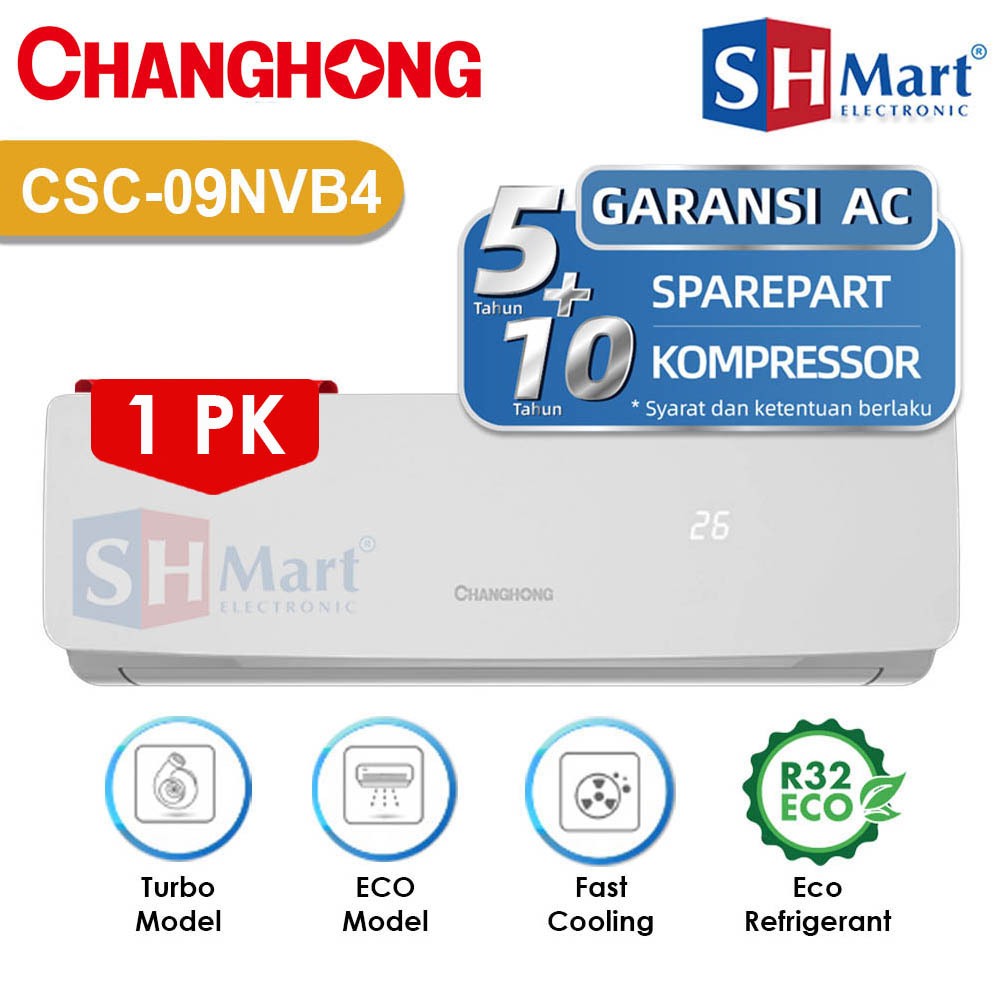 Jual Ac Changhong 1 Pk Standard CSC 09NVB / CSC-09NVB / 9NVB R32 Anti Karat Turbo Cool Garansi ...