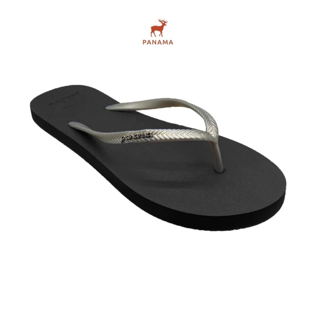 Jual Panama Slim 03 Black Silver Sendal Karet Cewek Sandal Jepit Wanita ...