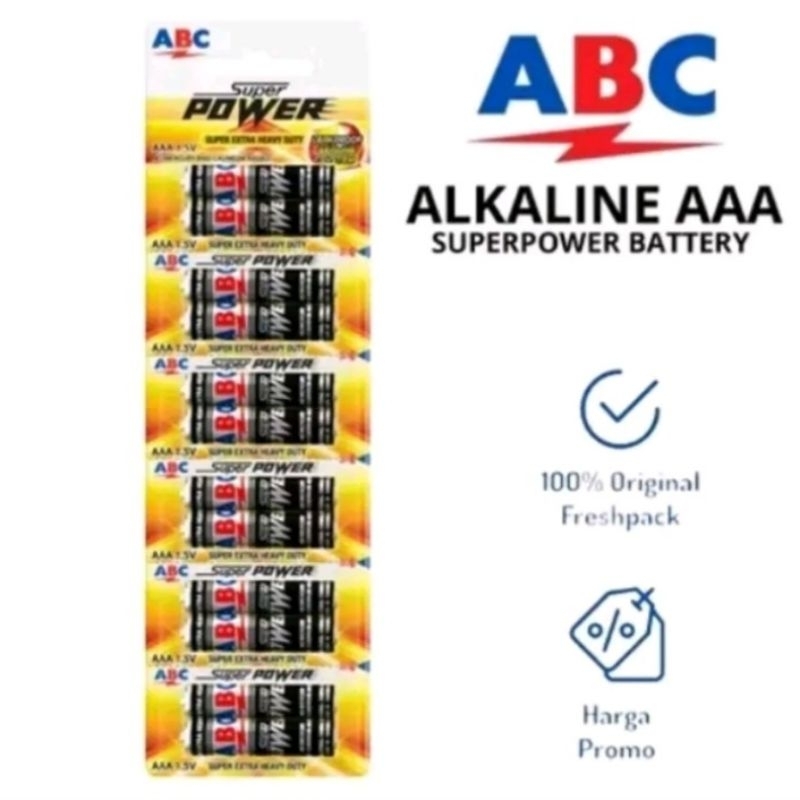 Jual BATERAI ABC AAA SUPER POWER / A3 REMOTE / R03 SPW 1.5V isi 12 pcs | Shopee Indonesia