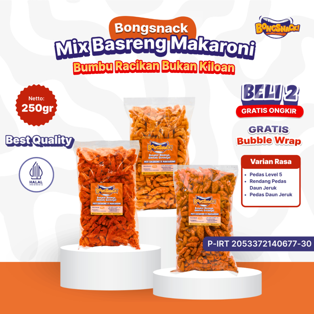Jual BONGSNACK Cemilan Mix Makaroni Basreng- Isi 250gr Varian Rasa ...