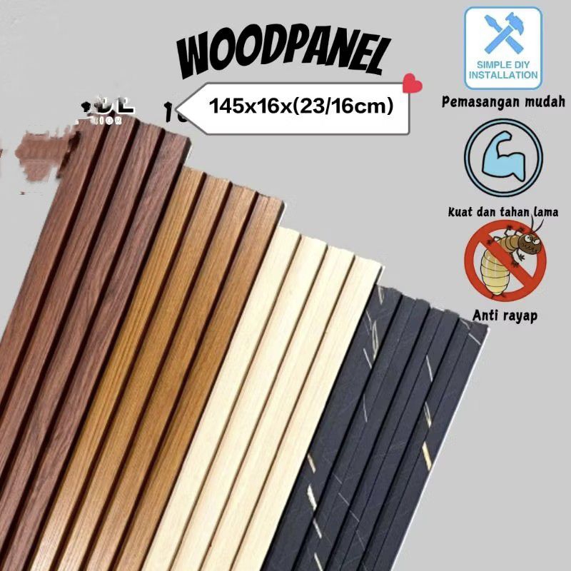 Jual wpc wood panel dekorasi dinding ukuran 145cmx16 cmx(23/16mm ...