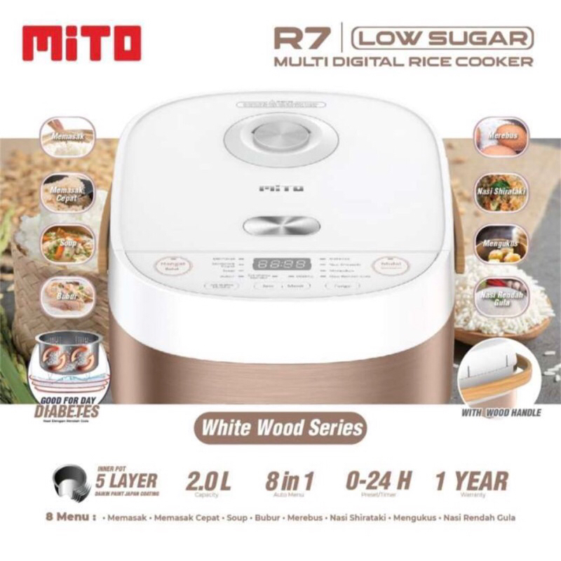 Jual Mito Rice Cooker / Magic Com Digital R11 (0.5 Liter) R5 (2 Liter) R7 Low Carbo (2 Liter ...