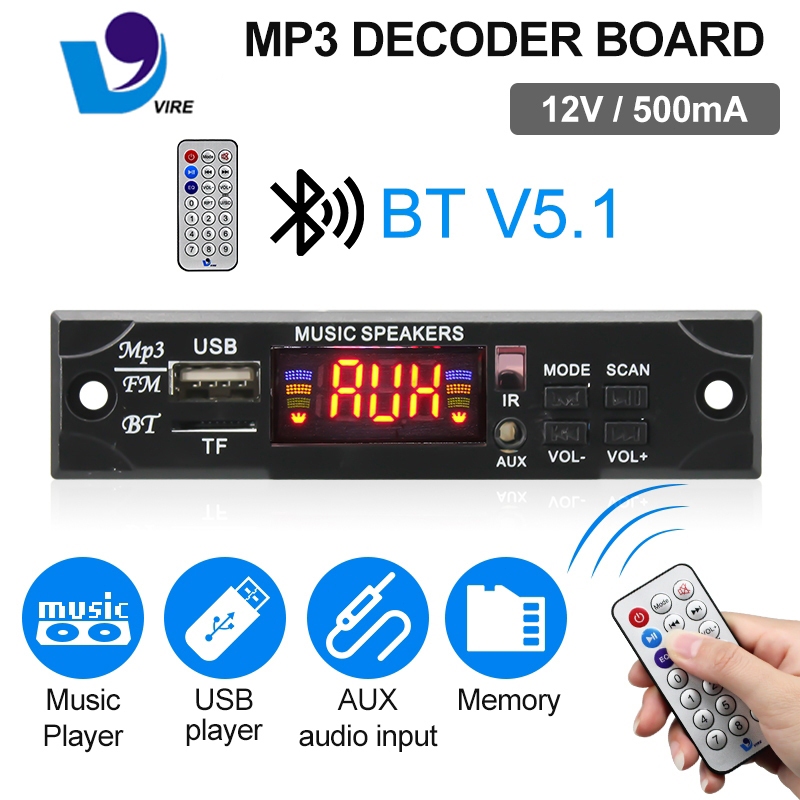 Jual VIRE Modul Bluetooth MP3 12V Papan Dekoder Daya Tinggi 032BT V1.0 ...