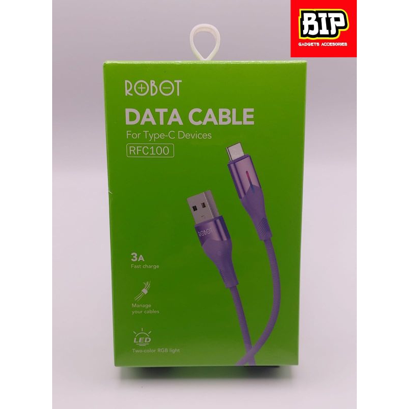 Jual ROBOT KABEL DATA USB TO TYPE-C 3A FAST CHARGE RFC100 | Shopee ...