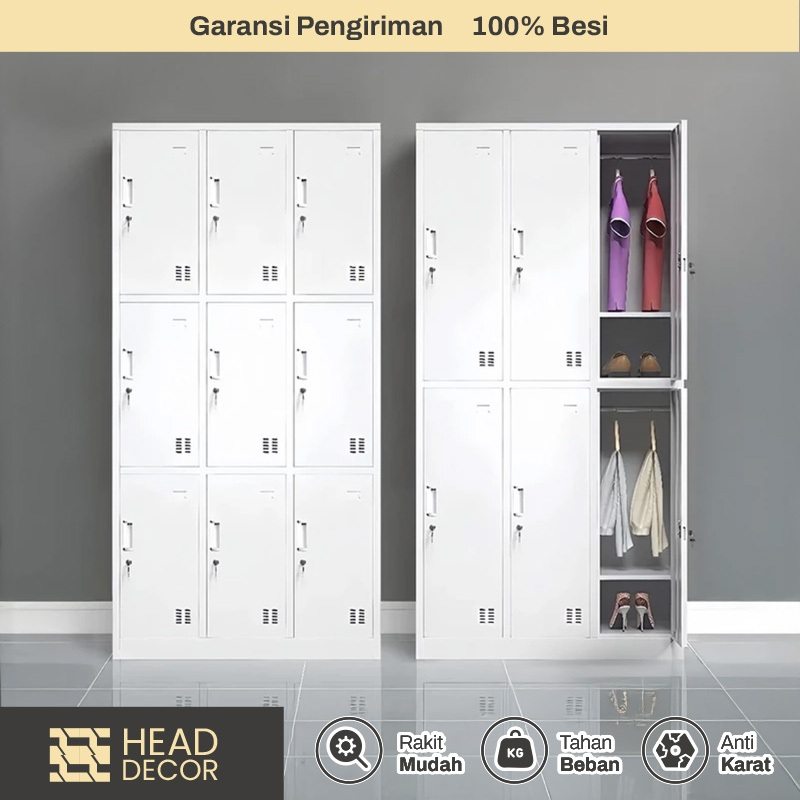 Jual 𝑯𝑶𝑻 𝑺𝑨𝑳𝑬 Lemari Loker Besi Pakaian 2-12 pintu / Loker Besi Sekolah ...