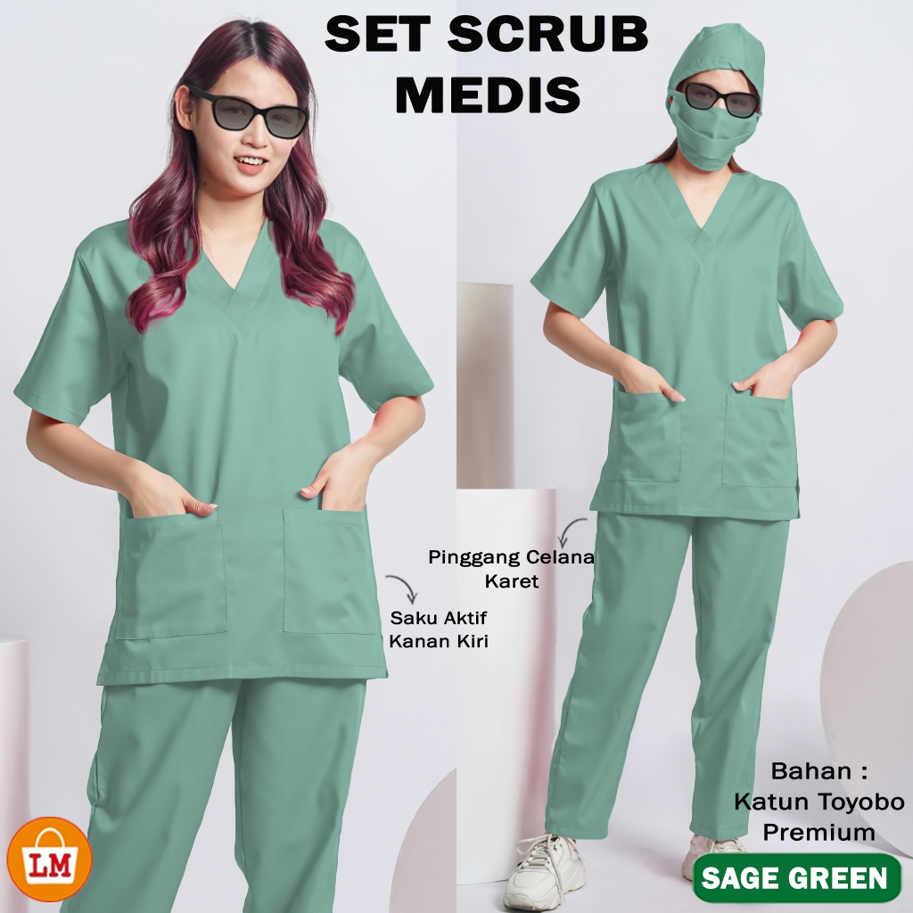 Jual MA Set Baju Jaga Scrub Medis Wanita - Setelan Seragam Perawat ...